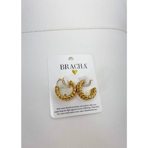 BRACHA | Jewelry | New Bracha French Braid Hoop Earrings In Gold | Poshmark